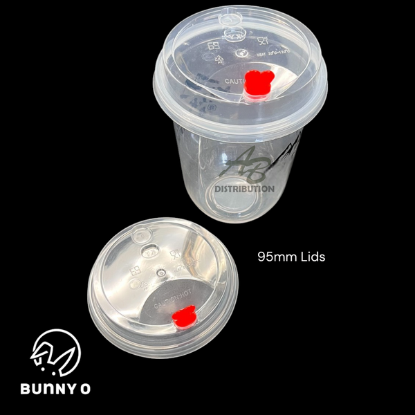 Clear Cap Lids - with Red Heart Stopper 95 mm