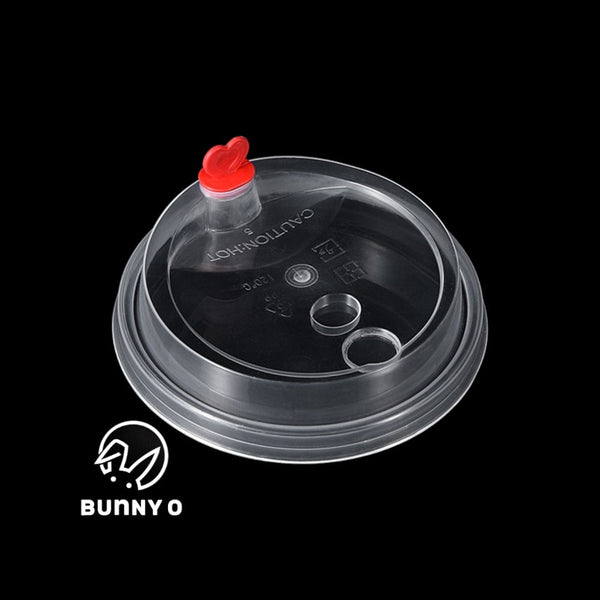 Clear Cap Lids - with Red Heart Stoppers 90 mm